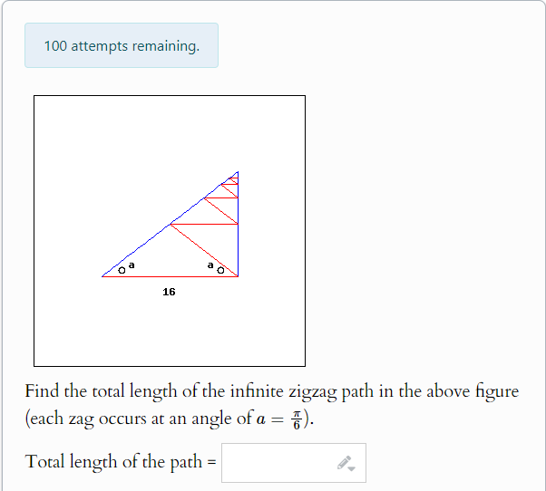 Solved Find the total length of the infinite zigzag path in | Chegg.com