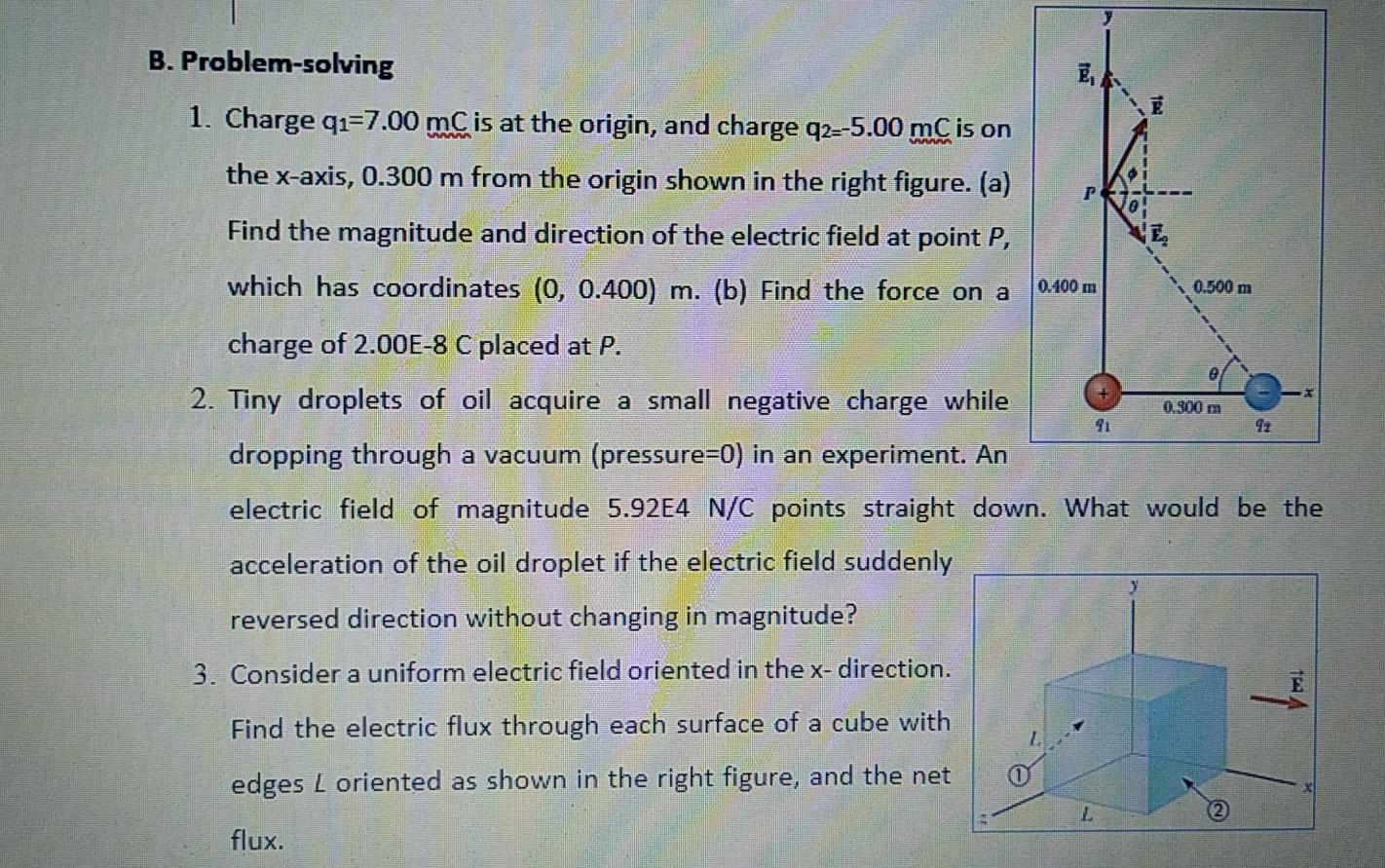 Solved E B. Problem-solving 1. Charge q1=7.00 mC is at the | Chegg.com