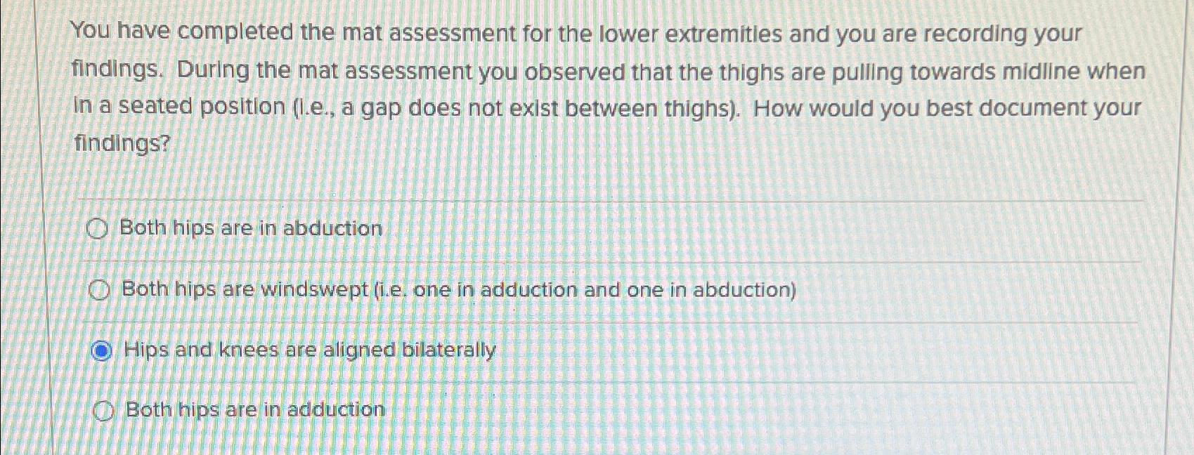 Solved You have completed the mat assessment for the lower | Chegg.com