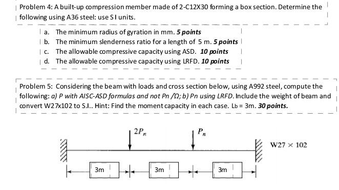 Solved Problem 4: A built-up compression member made of | Chegg.com