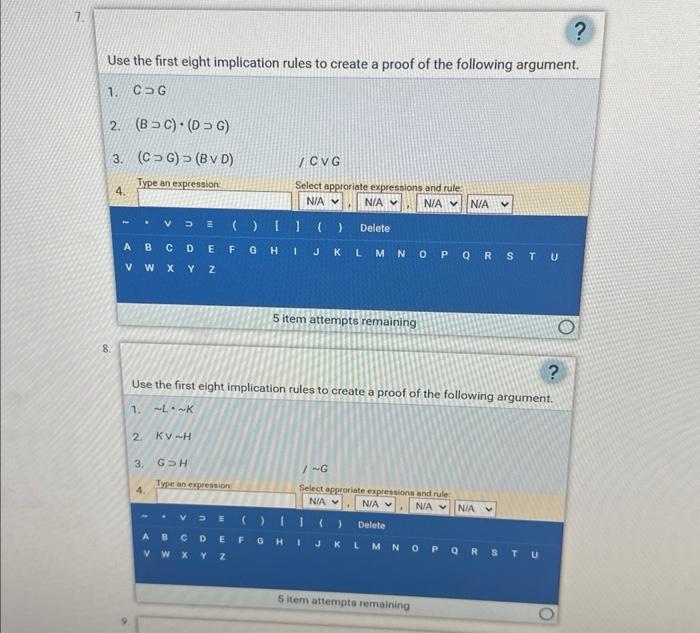 Use the first eight implication rules to create a | Chegg.com