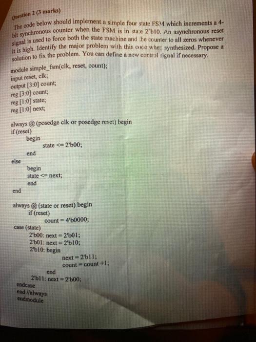 Solved The code below should implement a simple four state | Chegg.com