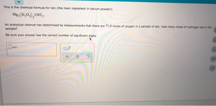 Solved This is the chemical formula for talc (the main | Chegg.com