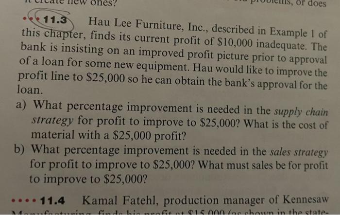 Solved - 11.3 Hau Lee Furniture, Inc., described in Example | Chegg.com