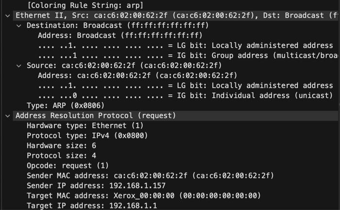 [Coloring Rule String: arp] Ethernet II, Src: | Chegg.com