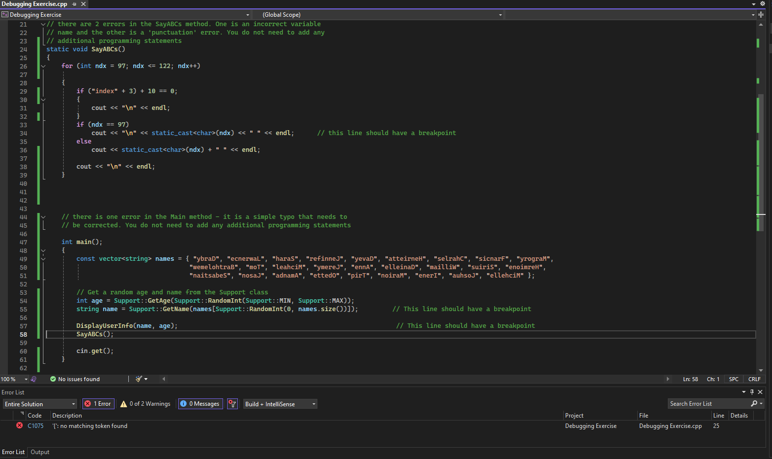 how do I fix error code C1075 | Chegg.com