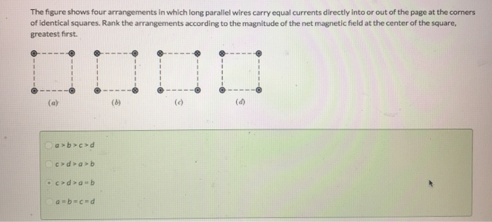Solved The figure shows four arrangements in which long | Chegg.com