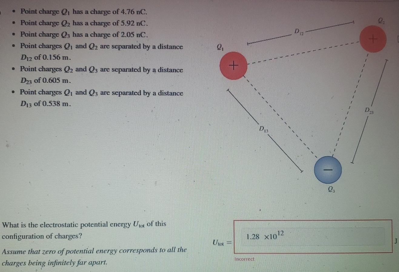 Solved Point charge Q1 ﻿has a charge of 4.76nC.Point charge | Chegg.com