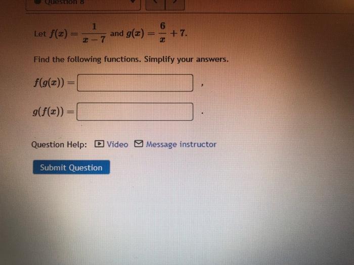 Solved Consider the functions f(x) and g(x). Evaluate and | Chegg.com