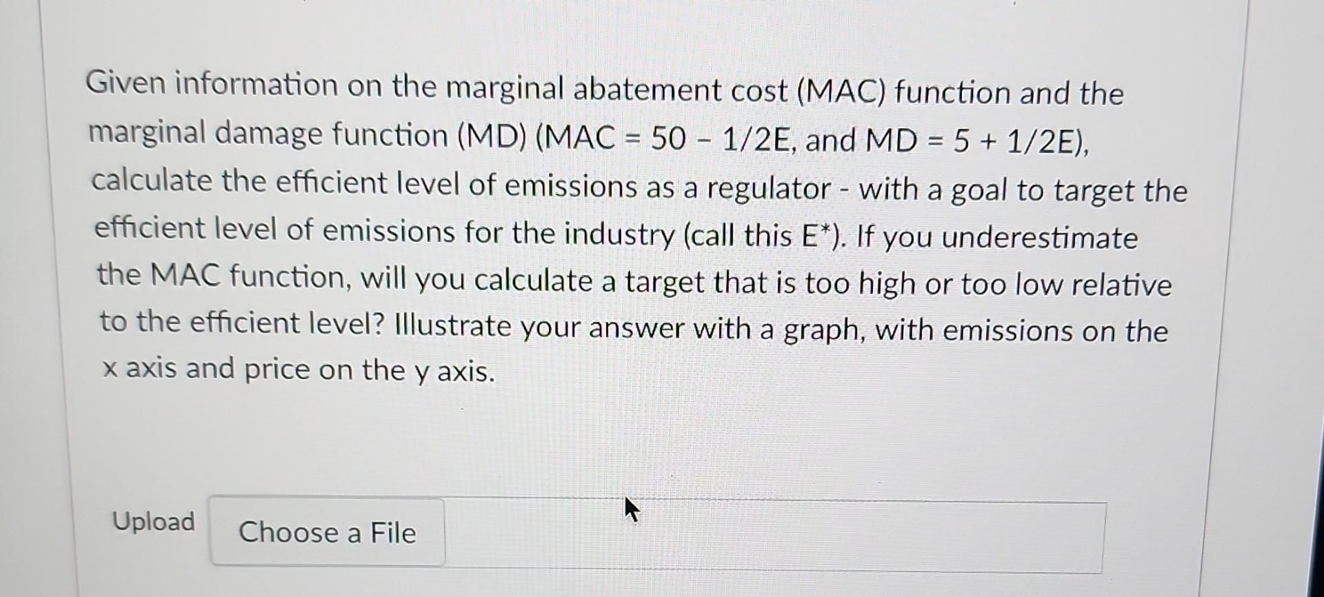 Solved Given information on the marginal abatement cost | Chegg.com