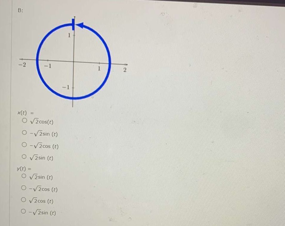 Solved For each part, select the parametric equations that | Chegg.com