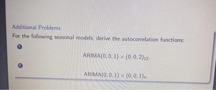 Solved Additional Problems For the following seasonal | Chegg.com