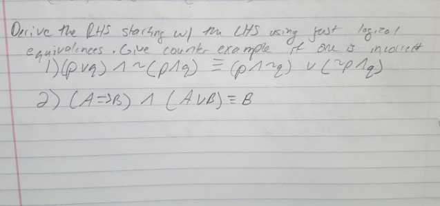 Solved Derive the RHS starting with the LHS. Use only | Chegg.com
