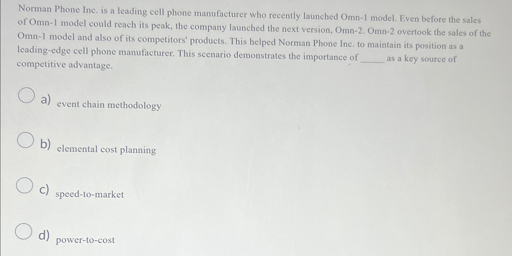 Solved Norman Phone Inc. is a leading cell phone | Chegg.com
