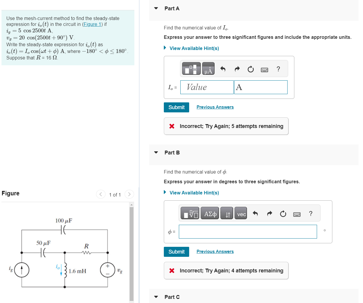 Solved Use the mesh-current method to find the steady-state | Chegg.com