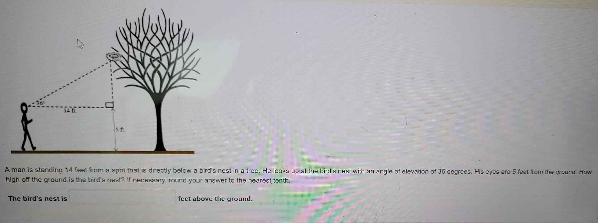 Solved 14 ft. A man is standing 14 feet from a spot that is | Chegg.com