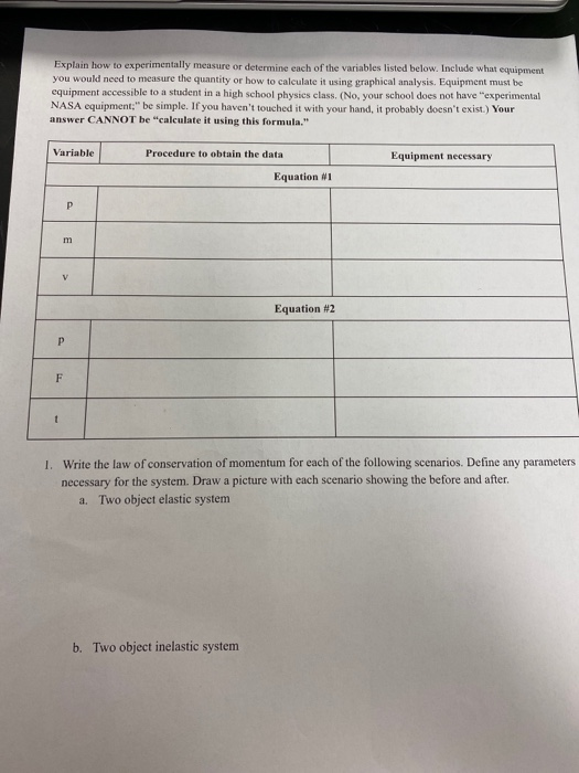 Solved Explain how to experimentally measure or determine | Chegg.com