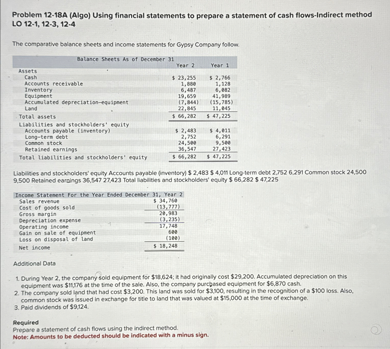 Solved Problem 12-18A (Algo) Using financial statements to | Chegg.com Solved Problem 12-18A (Algo) Using financial statements to | Chegg.com