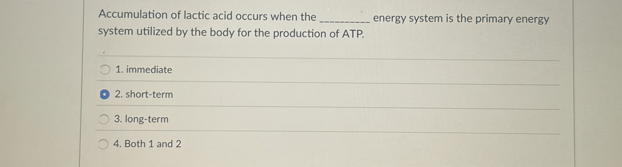 Solved Accumulation of lactic acid occurs when the q, | Chegg.com