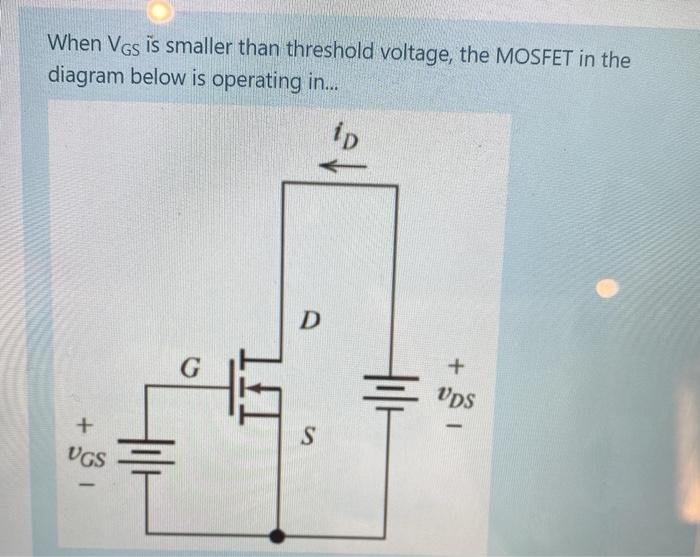 Solved When VGs is smaller than threshold voltage, the | Chegg.com
