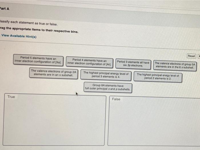 Solved Part A lassify each statement as true or false. rag | Chegg.com