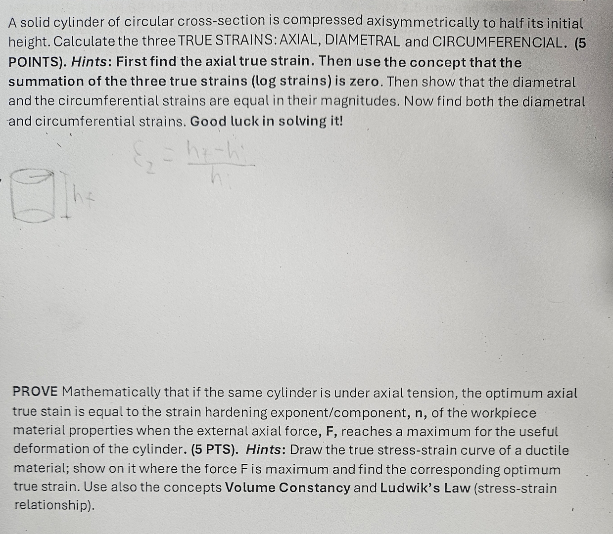 Solved A solid cylinder of circular cross-section is | Chegg.com