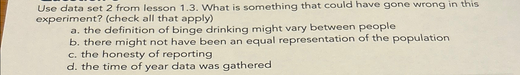 Solved Use data set 2 ﻿from lesson 1.3. ﻿What is something | Chegg.com
