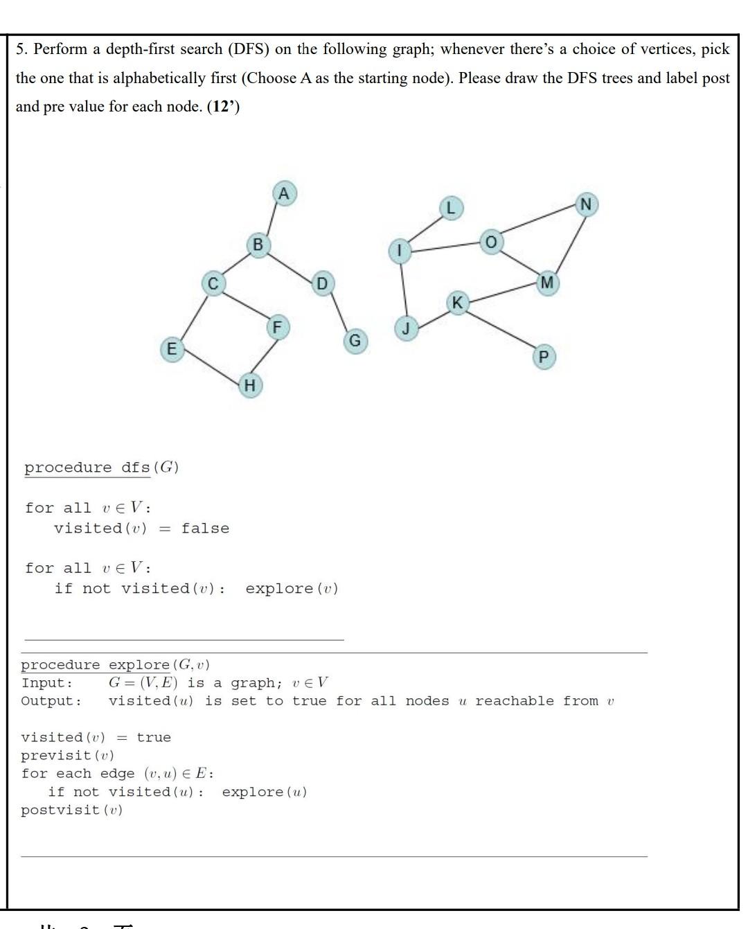 Solved 5. Perform a depth-first search (DFS) on the | Chegg.com