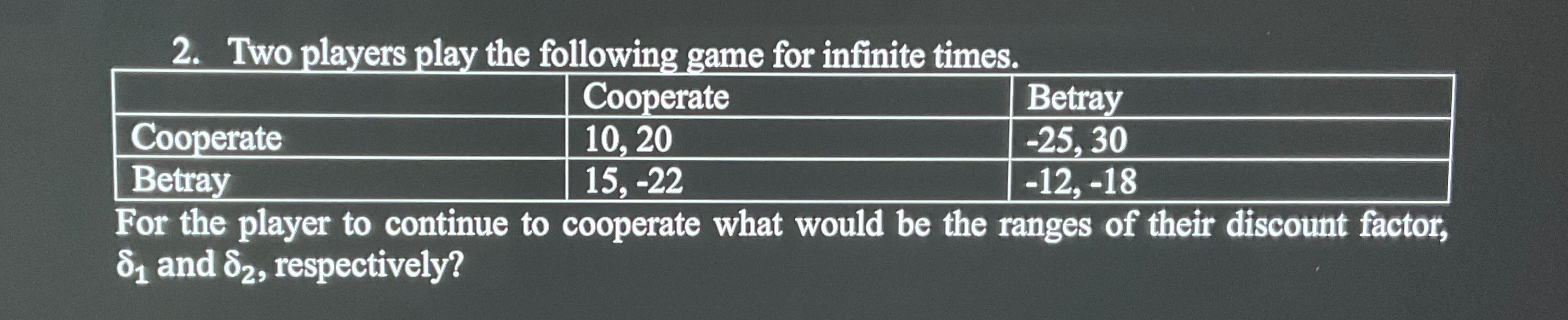Solved Two players play the following game for infinite | Chegg.com