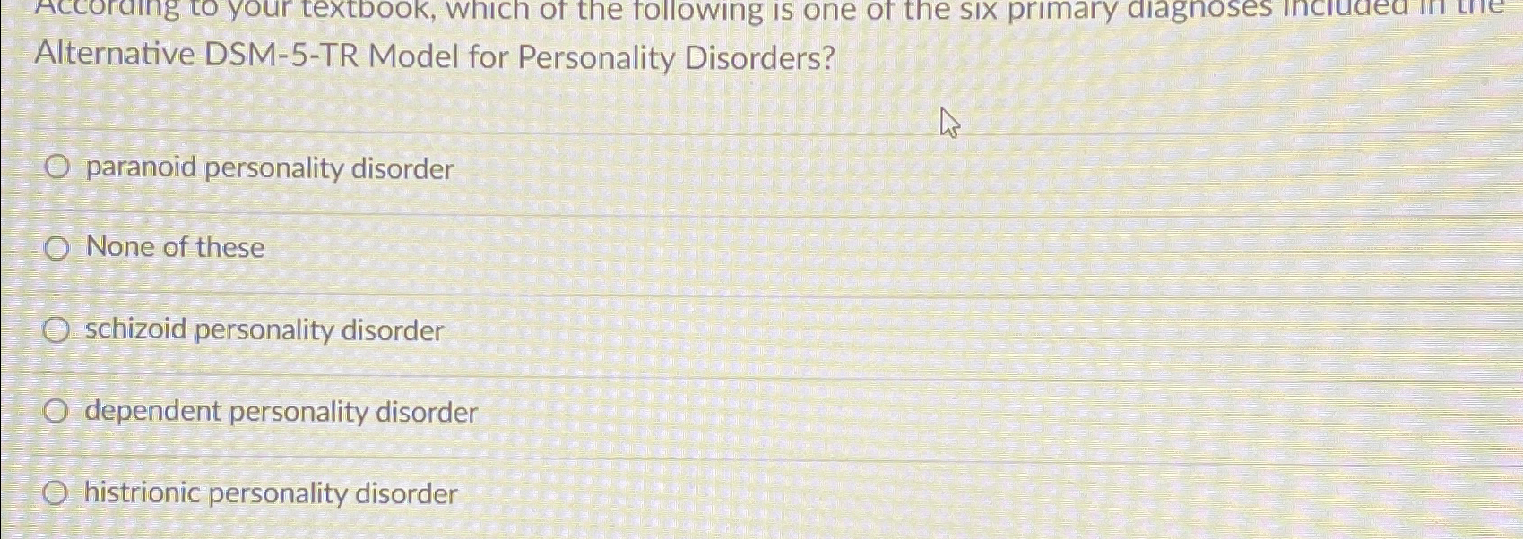 Solved Alternative DSM-5-TR Model for Personality | Chegg.com