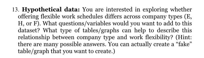 Solved 13. Hypothetical data: You are interested in | Chegg.com