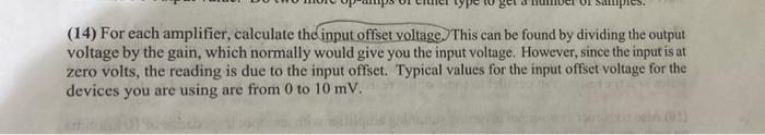 Solved (14) For each amplifier, calculate the input offset | Chegg.com