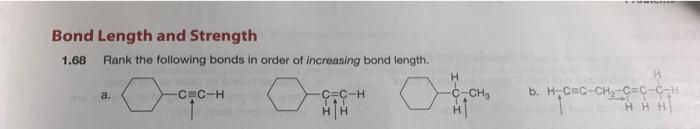Solved Bond Length and Strength 1.68 Rank the following | Chegg.com