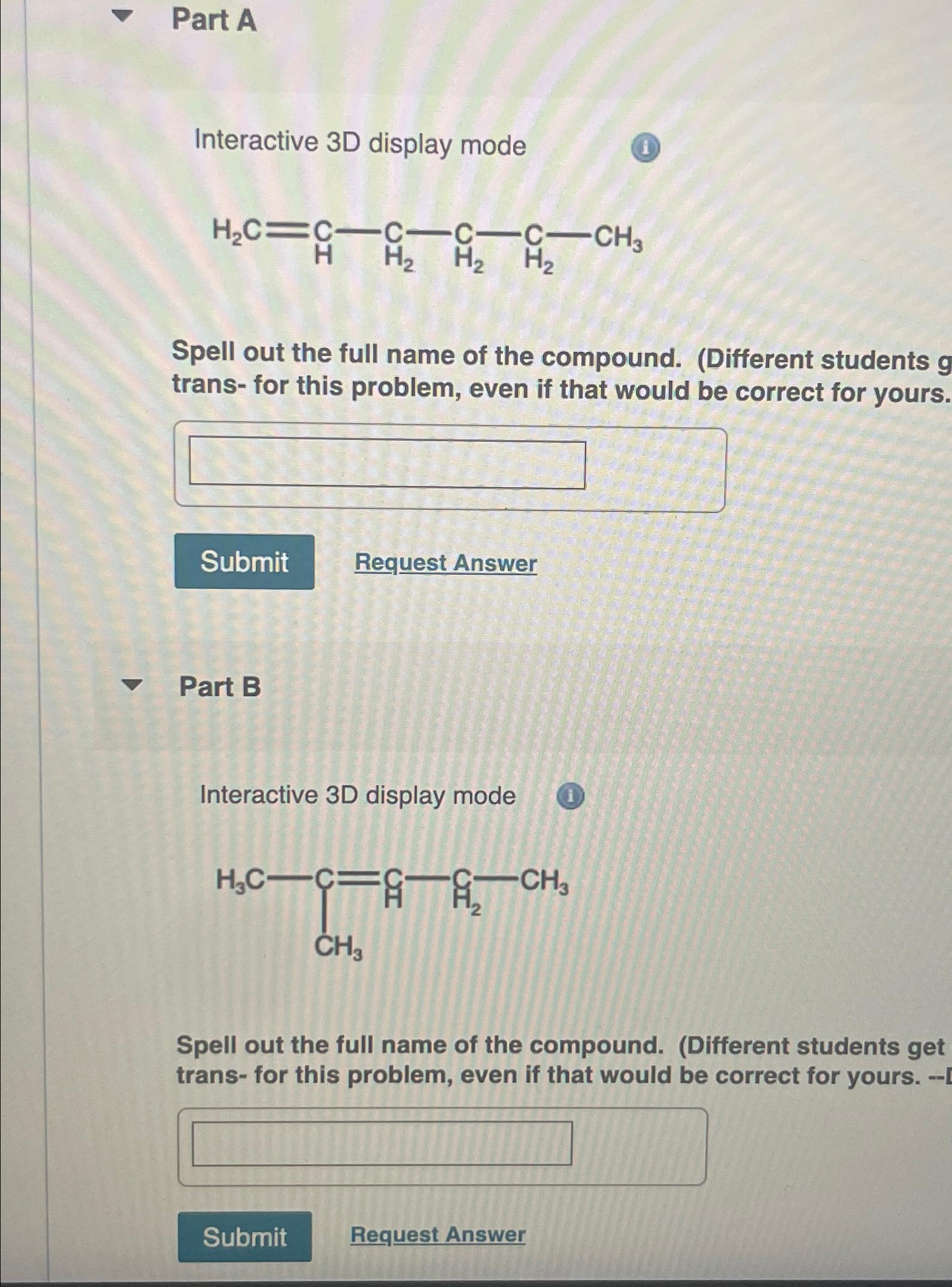 Solved Part AInteractive 3D display mode(1)Spell out the | Chegg.com