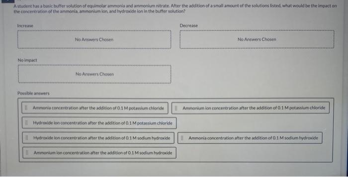 Solved A student has a basic buffer solution of equimolar | Chegg.com