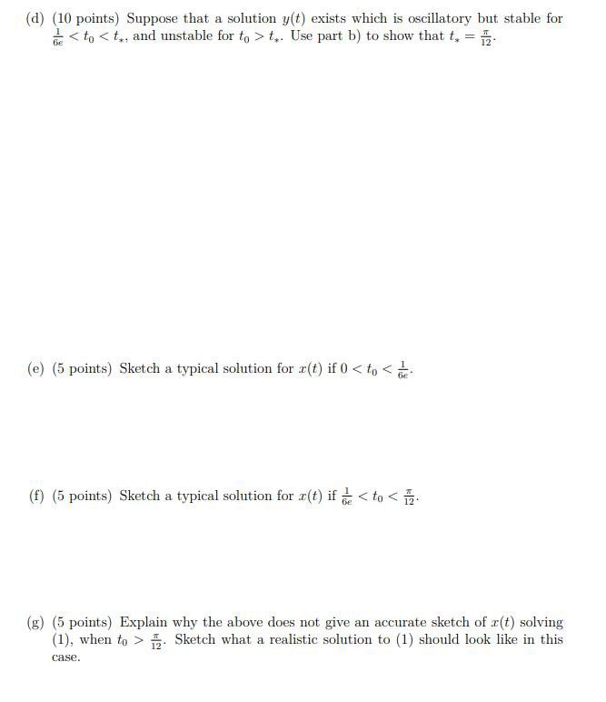 Solved 1. Consider the logistic equation with delay da = x(6 | Chegg.com