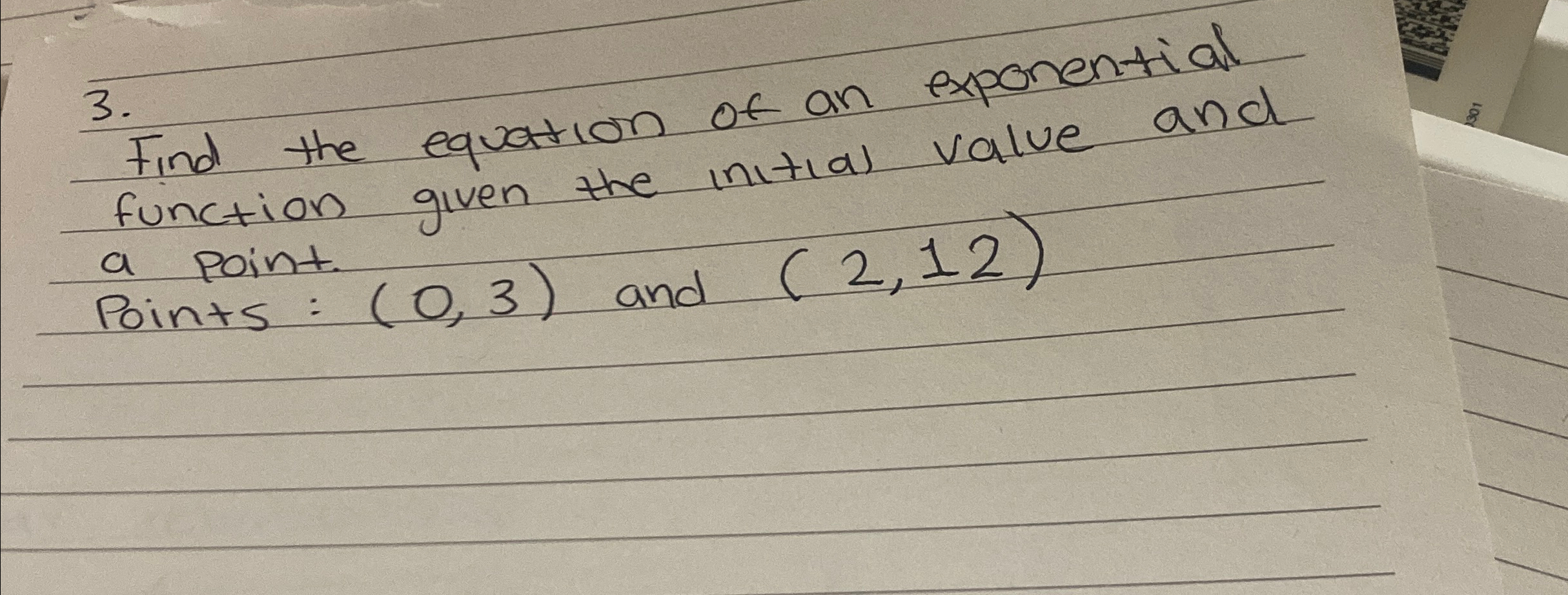 Solved Find the equation of an exponential function given | Chegg.com