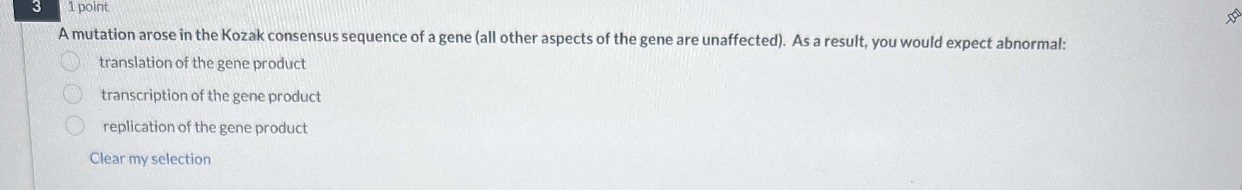 Solved 31 ﻿pointA mutation arose in the Kozak consensus | Chegg.com