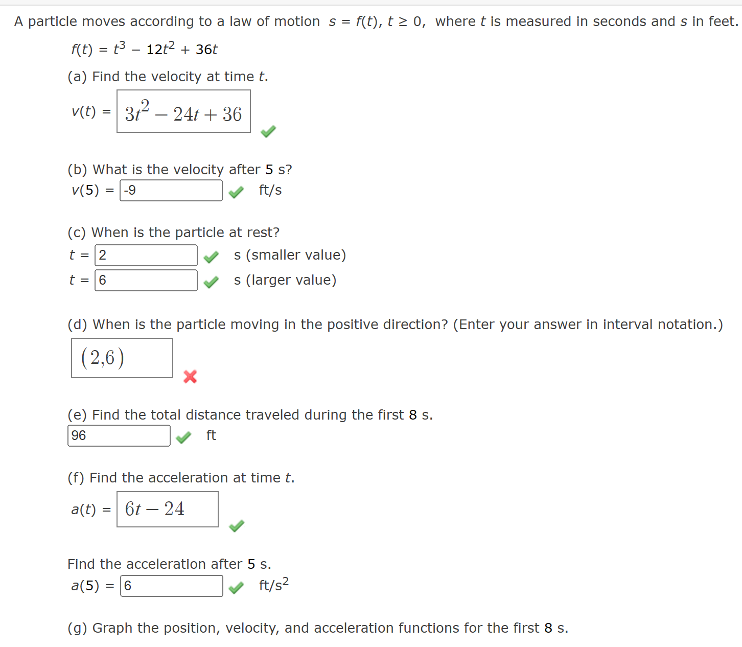 Solved A particle moves according to a law of motion | Chegg.com