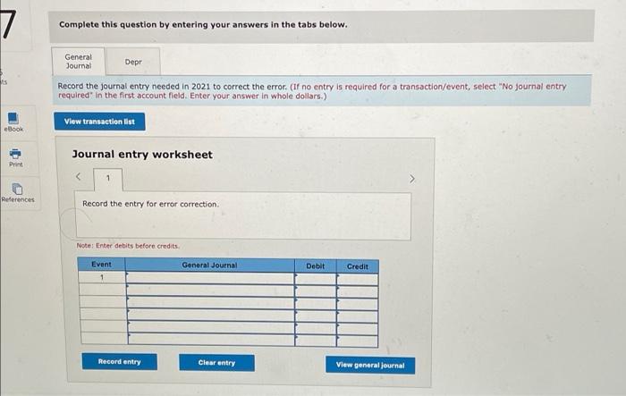 Solved 7 Brief Exercise 11-16 (Static) Error correction | Chegg.com