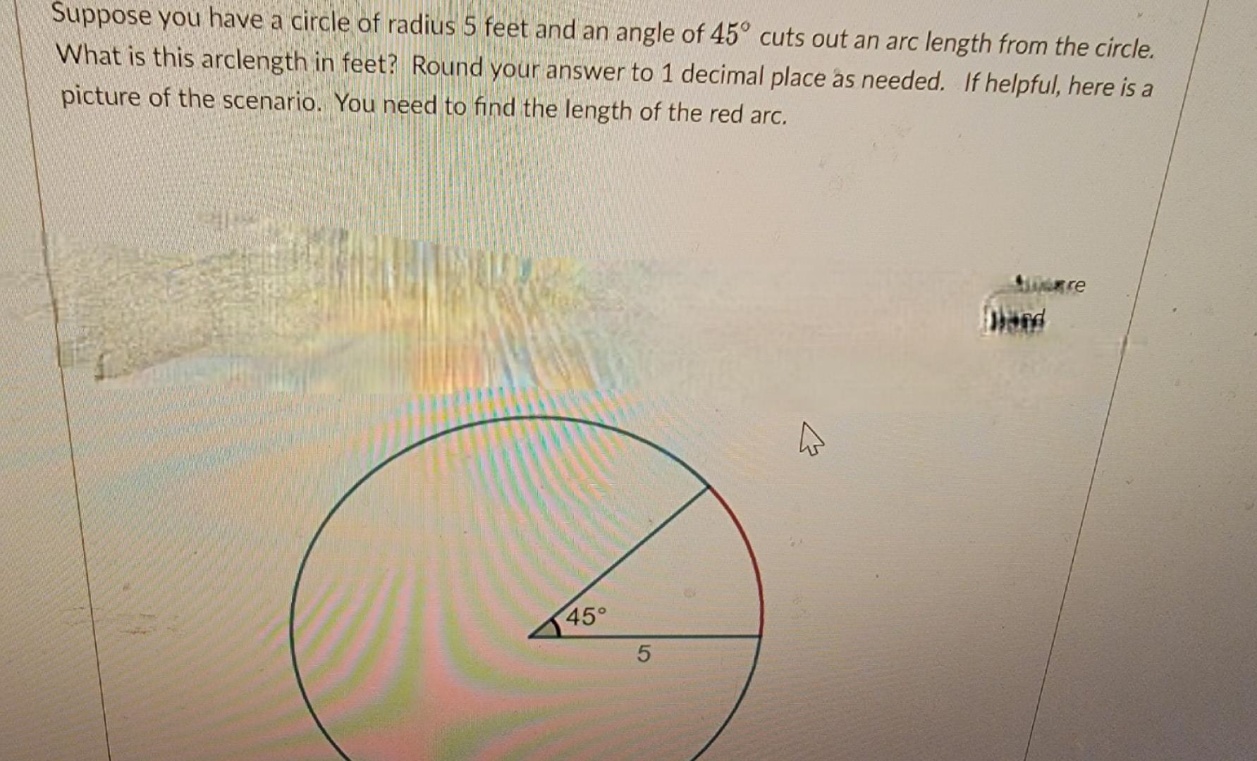 Solved Suppose you have a circle of radius 5 feet and an | Chegg.com
