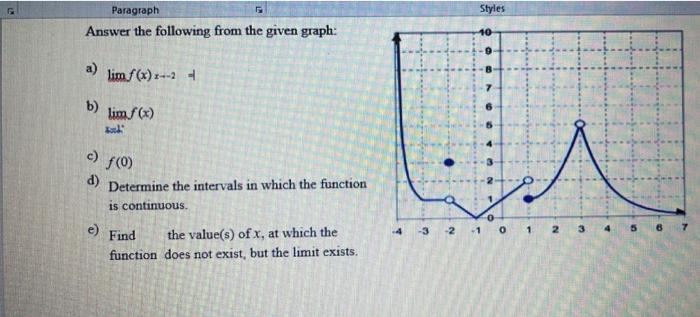 Solved Paragraph Styles Answer the following from the given | Chegg.com