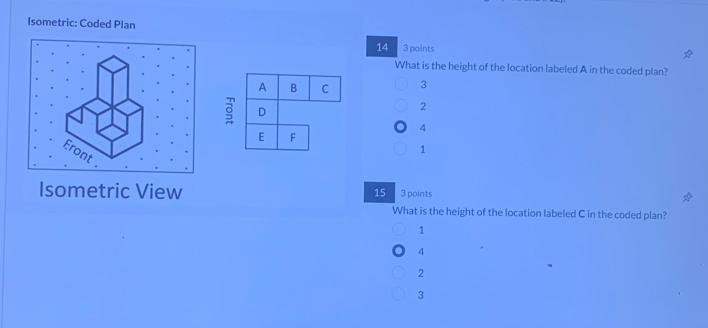 Solved Isometric: Coded Plan143 ﻿points\table[[A,B,C | Chegg.com