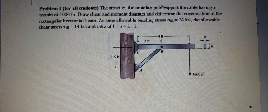 Solved The strut on the utility Pole support the cable | Chegg.com