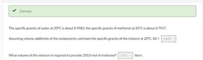 Solved A mixture of methanol (methyl alcohol) and water | Chegg.com