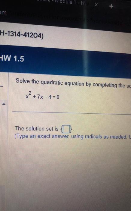 Solved Solve the quadratic equation by completing the | Chegg.com
