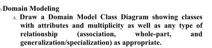 Solved Domain Modeling A. Draw a Domain Model Class Diagram | Chegg.com