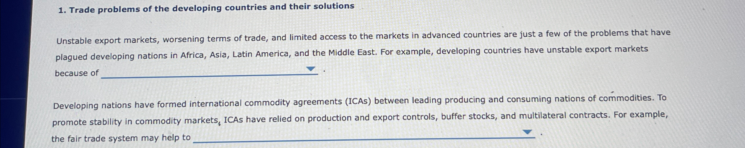 Solved Trade problems of the developing countries and their | Chegg.com
