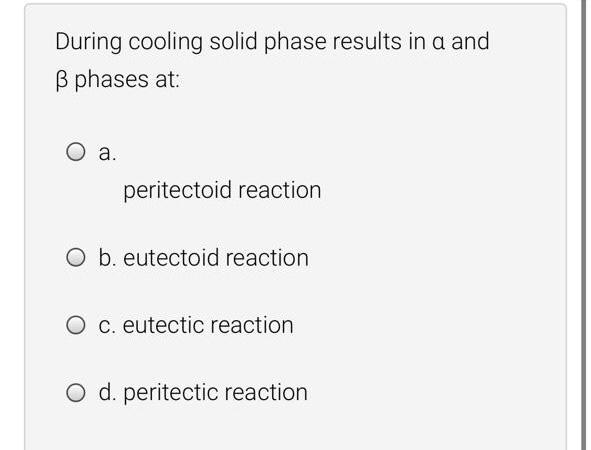 Solved During cooling solid phase results in a and B phases | Chegg.com