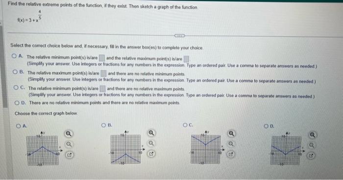 Solved Find the relative extreme points of the function, if | Chegg.com